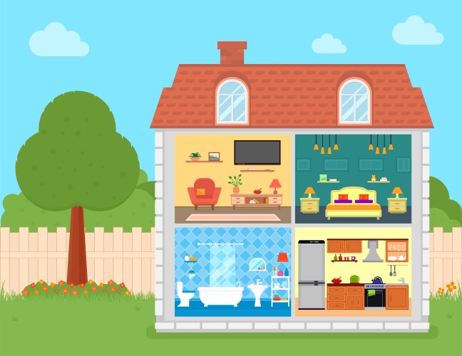 House in a cut Royalty Free Vector Image - VectorStock