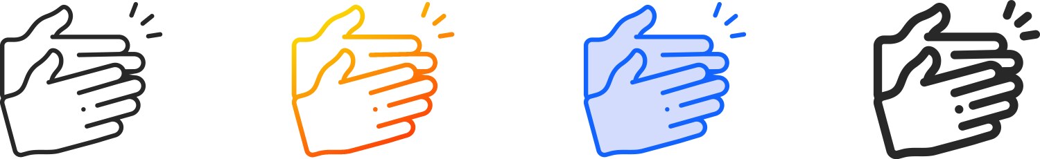 Clapping iconthin linear gradient blue stroke Vector Image