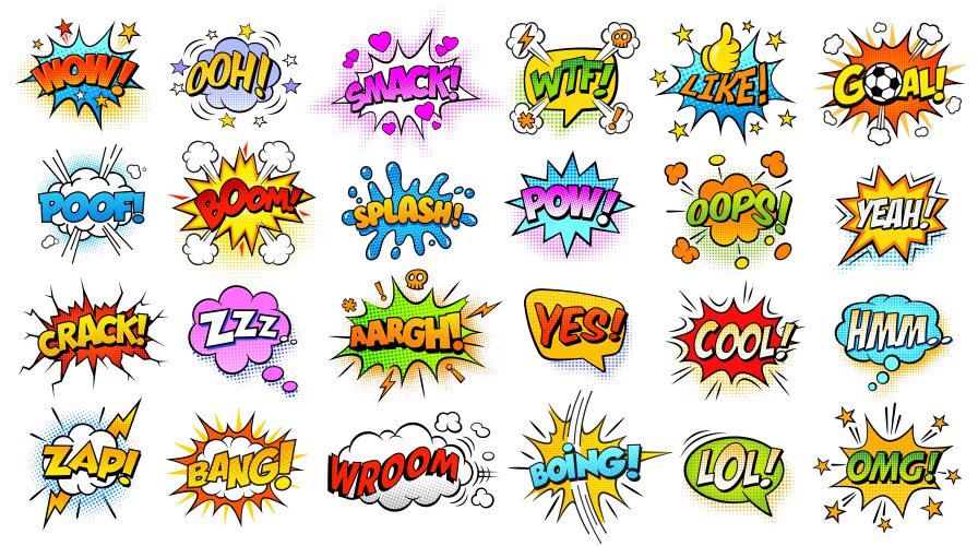 Exclamation texting comic signs on speech bubbles Vector Image