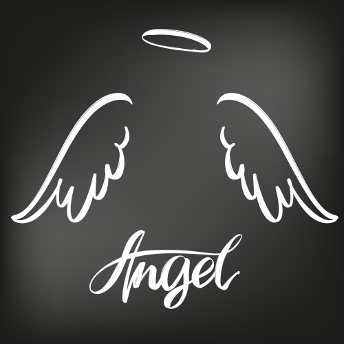 Angel wings icon sketch religious calligraphic Vector Image