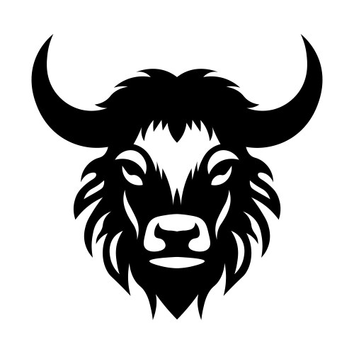 Black yak head icon on white background Royalty Free Vector