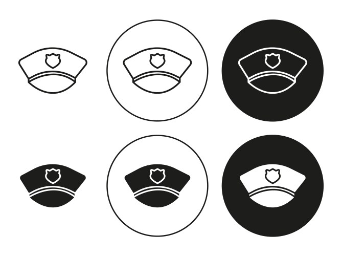 Police officer cap linear art icon set Royalty Free Vector