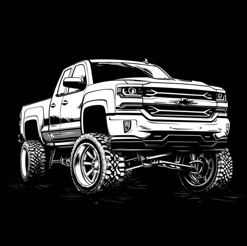 Lifted Truck Drawing