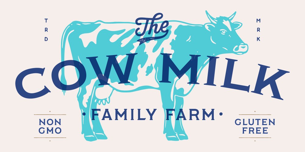 Cow milk dairy tag label template Royalty Free Vector Image
