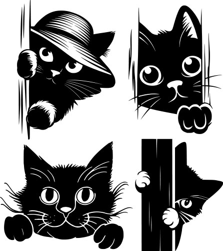 Peeking cat svg bundle cute cat clipart Royalty Free Vector