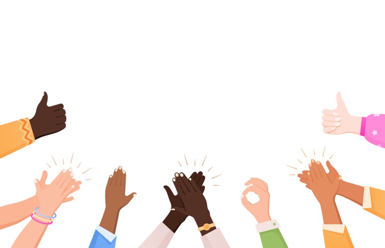 Clapping ok hands composition Royalty Free Vector Image