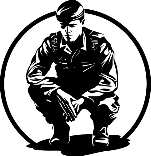 Courageous pose military respect emblem guardian Vector Image