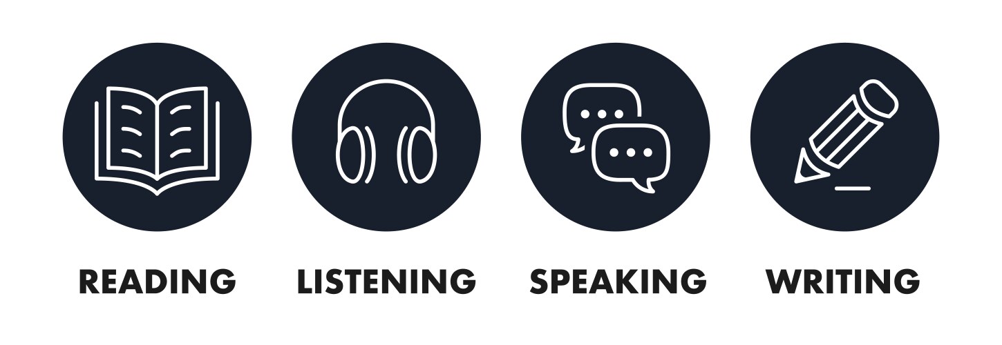 Language skills icon set flat style isolated Vector Image