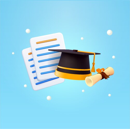 Graduation cap education academic diploma Vector Image