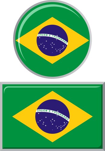 Flat and waving brazilian flag Royalty Free Vector Image