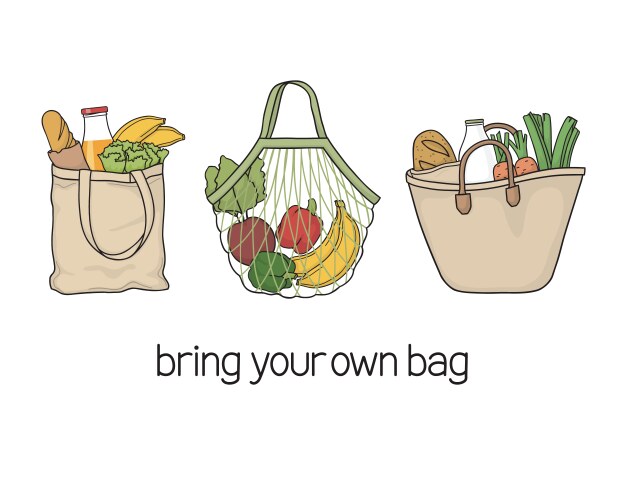 Bring your own cup byoc hand drawn reusable Vector Image