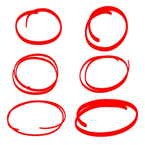 Set of red hand drawn scribble circles Royalty Free Vector Set of red hand drawn scribble circles Royalty Free Vector