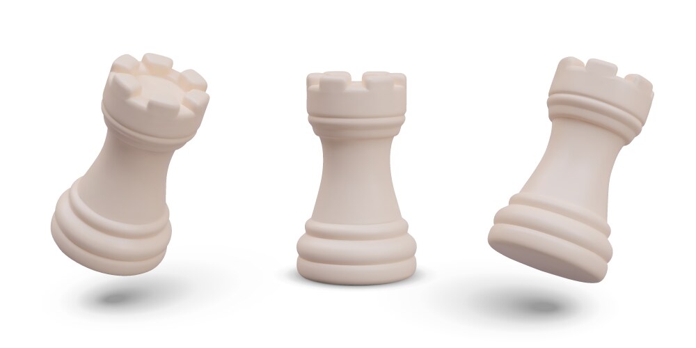 Black realistic chess rook in vertical and tilted Vector Image