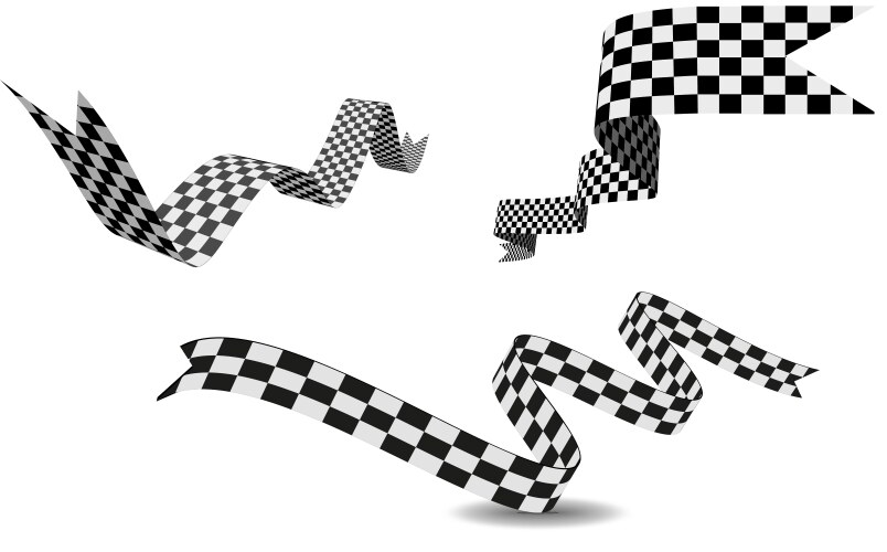 Racing flags with wreath and ribbon text Vector Image