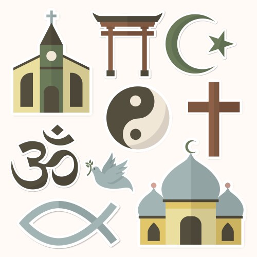 World religion symbol icon set Royalty Free Vector Image World religion symbol icon set Royalty Free Vector Image