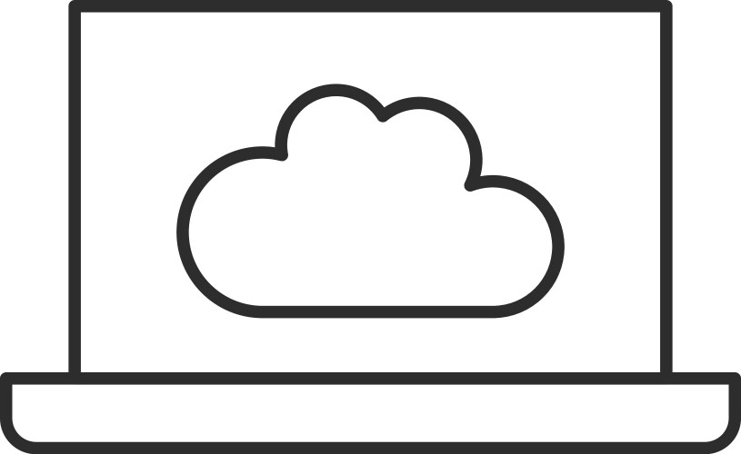 Cloud computing with a laptop and arrows Vector Image