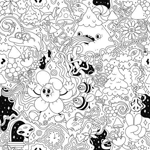 Shamanic eye psychedelic trippy coloring page Vector Image