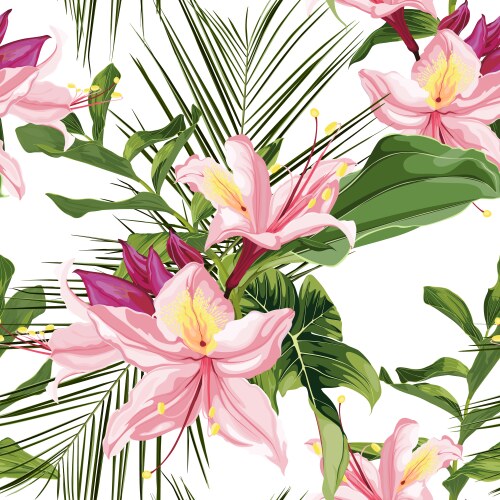 Watercolor tropical floral pattern Royalty Free Vector Image