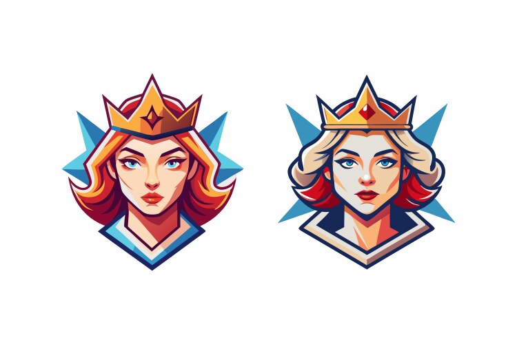King crown head tough looking warrior face Vector Image