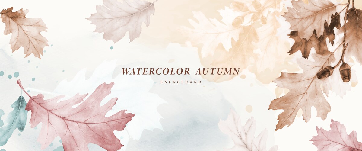 Watercolor abstract autumn background with maple Vector Image