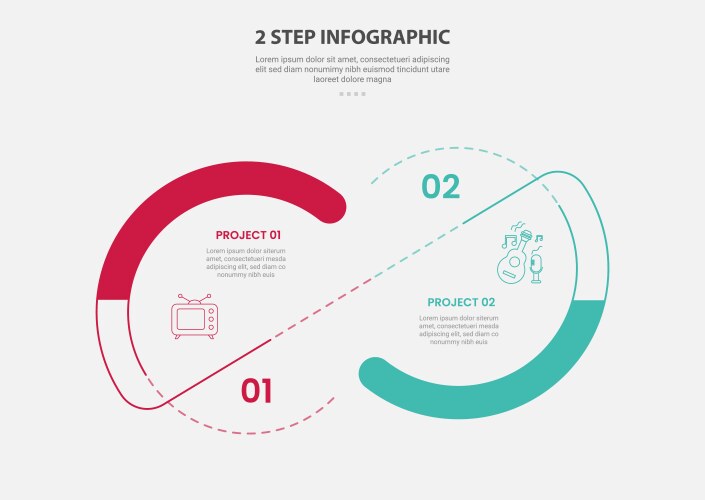 2 points template infographic outline style Vector Image