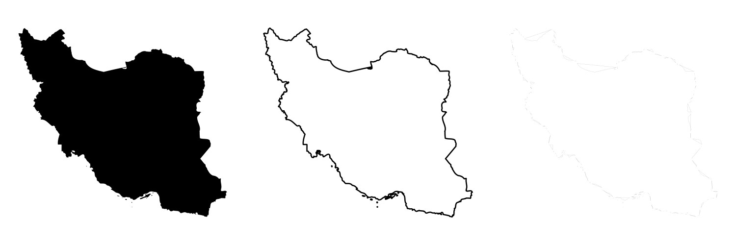 Iran - solid black silhouette map of country area Vector Image