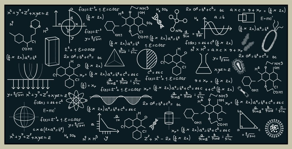 Doodle math blackboard mathematical theory Vector Image