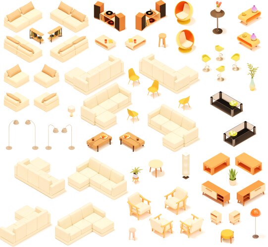 Kindergarten constructor isometric elements set Vector Image