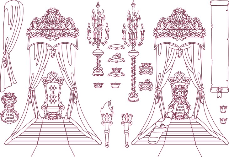 Angry queen on throne Royalty Free Vector Image