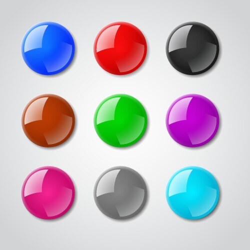 Realistic color blank circle button badge set Vector Image
