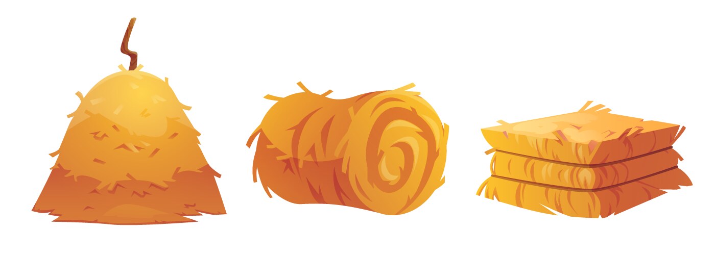 A haystack and wooden ladder isolated on white Vector Image