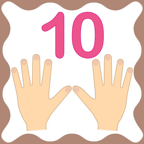 Card number 10 ten and star learning numbers Vector Image
