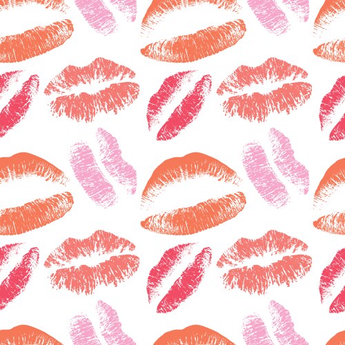 Lipstick kiss print isolated seamless pattern Vector Image