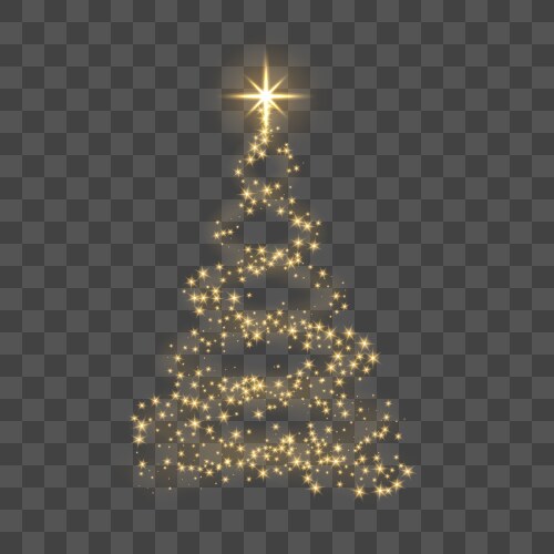 Gold christmas tree on transparent background Vector Image