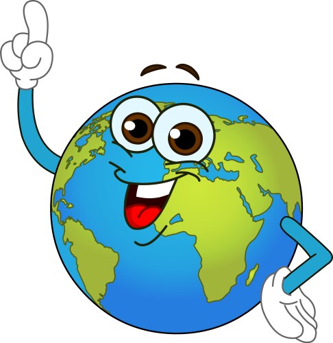 Cartoon world globe pointing Royalty Free Vector Image