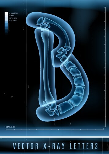 Blue 3d x ray style alphabet Royalty Free Vector Image