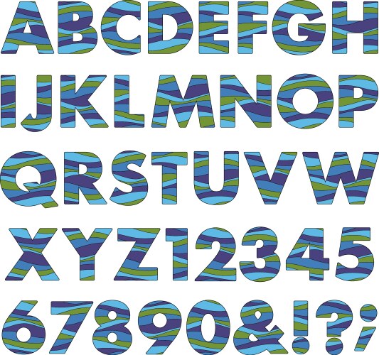 Blue green alphabet Royalty Free Vector Image - VectorStock