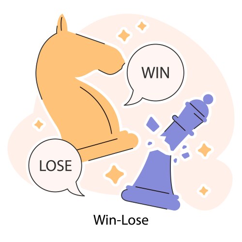 Win-lose scenario emphasizing strategic choices Vector Image