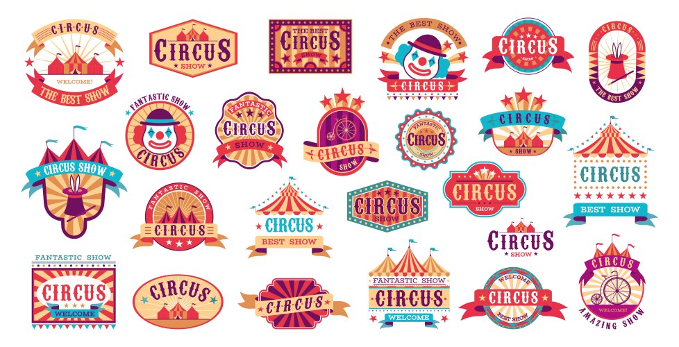 Circus labels vintage carnival show Royalty Free Vector