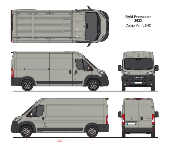 Ram promaster cargo delivery van l2h1 2023 Vector Image