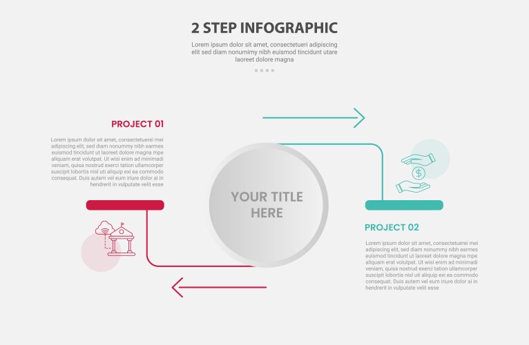 2 points template infographic outline style Vector Image