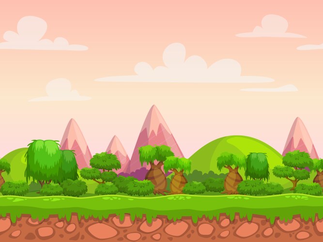 Cartoon seamless landscape background horizontal Vector Image