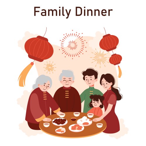 Chinese new year tradition cheerful asian family Vector Image