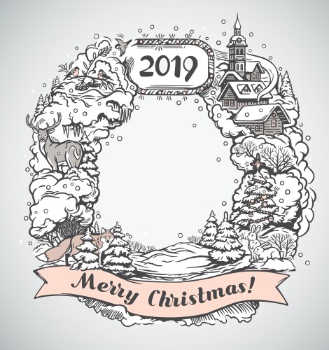 Christmas Scene Line Drawing Vector Images (over 330)