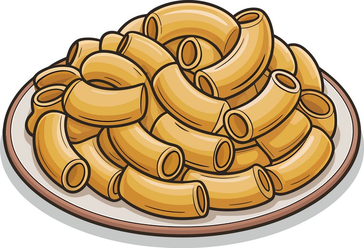 Golden Macaroni Pasta on Plate – Royalty-Free Vector | VectorStock