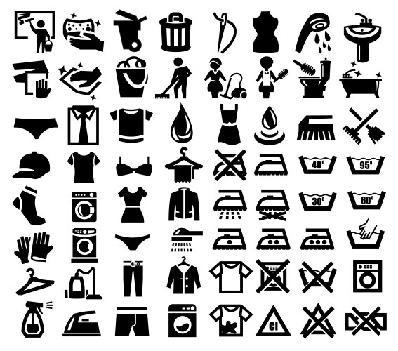 Set of instruction laundry icons washing symbols Vector Image
