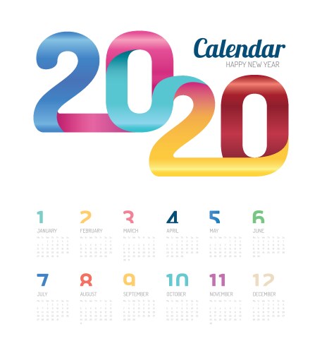 Mockup simple calendar layout for 2020 year week Vector Image
