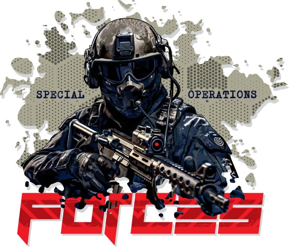 Soldier with gun warrior special forces Royalty Free Vector