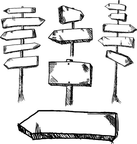 Wooden signs sketch set Royalty Free Vector Image