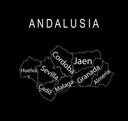 Andalusia map silhouette Royalty Free Vector Image